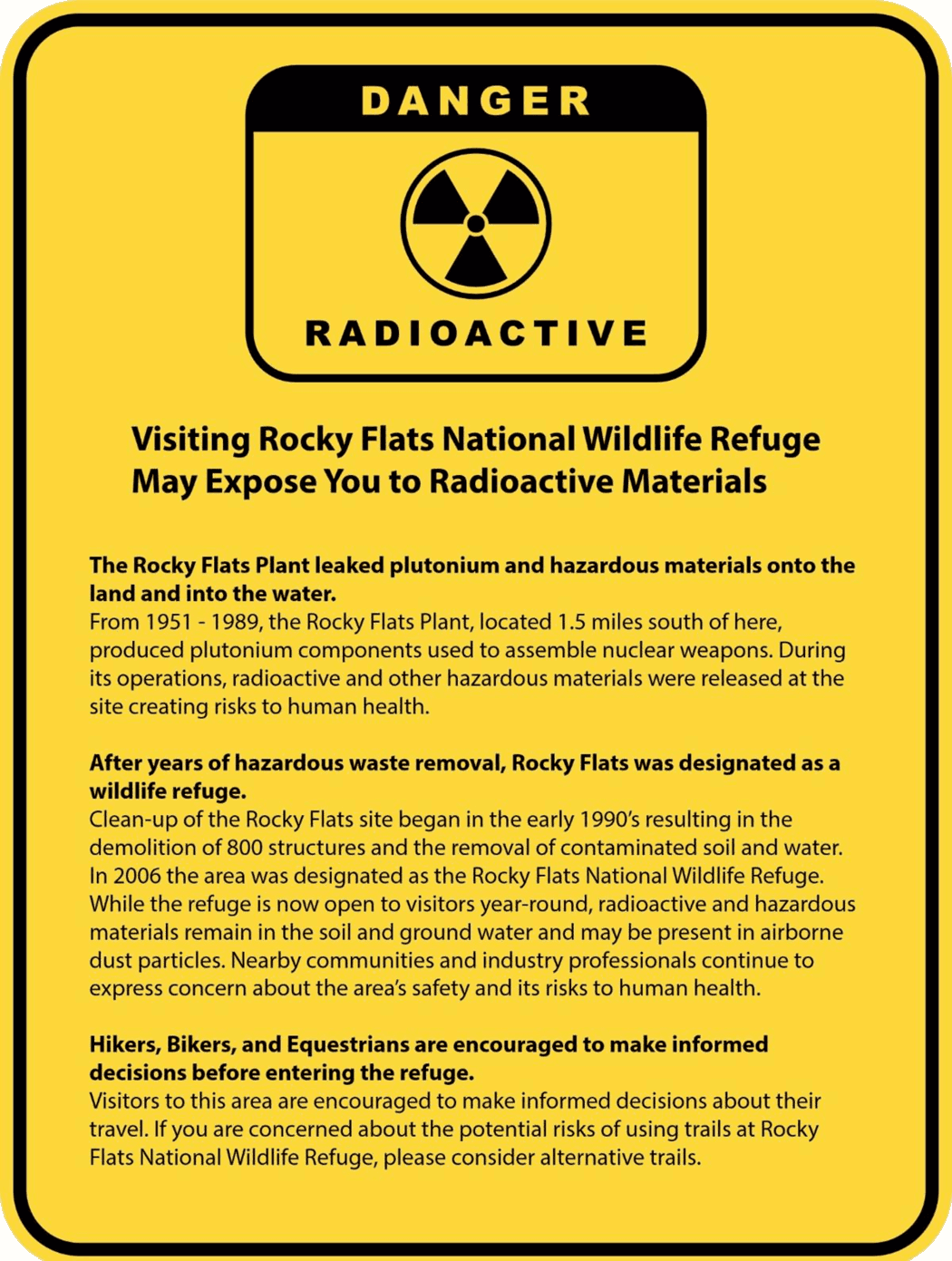 Warning Signs Posting at Rocky Flats Borders by Boulder County and ...